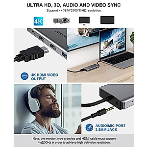USB C Hub, Docking Station, EUASOO 11 in 1 Triple Display USB C Docking Station with Dual 4K HDMI/1000Mbps Gigabit Ethernet/PD 3.0/4 USB Ports for MacBook/USB C Laptops, MacOS Only Support Mirror Mode