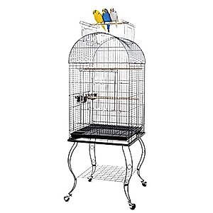 Large Open Dome Style Parrot Bird Cage with 5/8-Inch Bar Spacing for Quaker Cockatiel Indian Ring Neck Sun Parakeet Green Cheek Conures Lovebirds Budgies Canary Finch Parrotlet Portable Bird Cage
