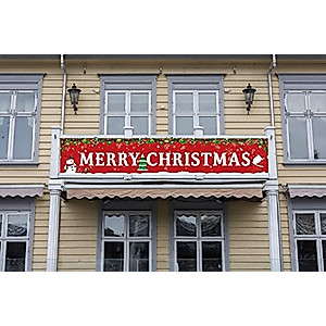Large Merry Christmas Banner,Xmas Outdoor & Indoor Hanging Decor,Xmas Sign Huge Xmas Home Party Decoration (Christmas tree)