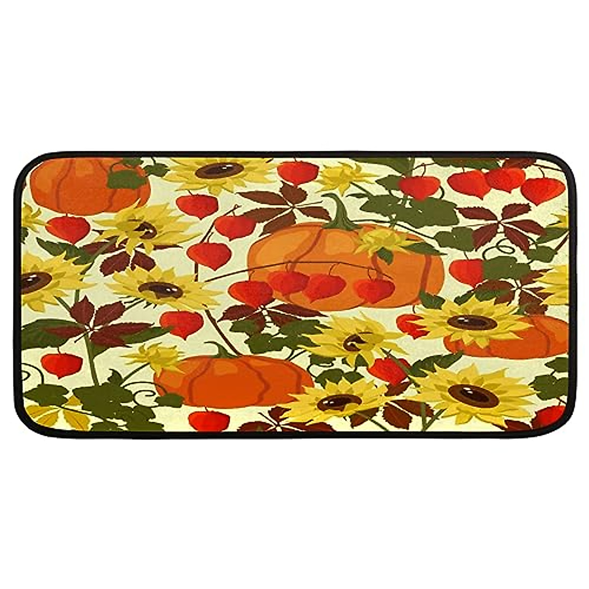 Gublec Sunflower Pumpkins Autumn Kitchen Mats Cushioned Anti Fatigue Kitchen Rugs Non Slip Washable Floor Mats for Home Office Sink Laundry 39 x 20 Inch