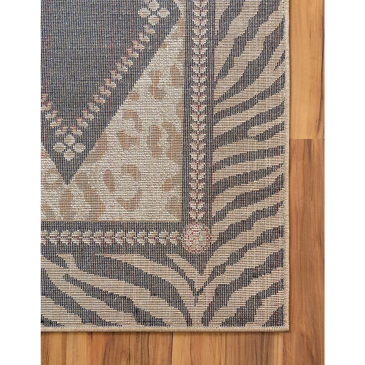Unique Loom Wildlife Collection Animal Inspired with Leopard Geometric Bordered Design Area Rug, 6 ft x 9 ft, Light Brown/Black