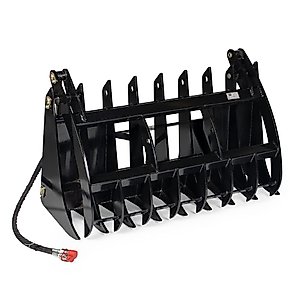 Titan Attachments 60in Clamshell Root Grapple Rake, Universal Skid Steer Mounting, Twin 3,000 PSI Cylinders, Brush Debris Landscaping Grapple