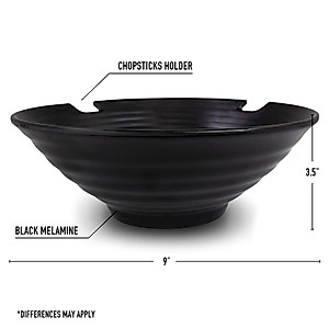 [2 Sets] Ramen Bowls, 37oz Large Plastic Noodle Bowl Set, Dishes with Chopsticks and Spoons