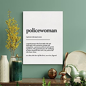 LEXSIVO Policewoman Definition Print Canvas Wall Art Home Decor Policewoman a Special Person Painting 12x15 Canvas Poster Framed Ready to Hang Police Officer Gifts