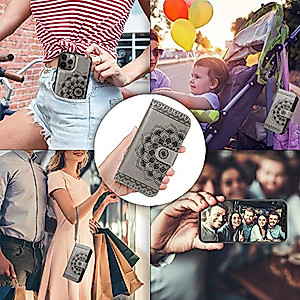 CASEOWL for iPhone 13 Pro Max Case Wallet for Women, Detachable Mandala Embossed Leather Wallet Phone Case with 9 Card Holder[RFID Blocking], Wristlet (Gray)