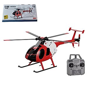 Newcomer MD500 C189 RC Helicopter, Aircraft Model 1/28 2.4G 4CH Single-Rotor Helicopter Model, Remote Helicopter Toys for Boys and Girls (RTF Version/Red and White)