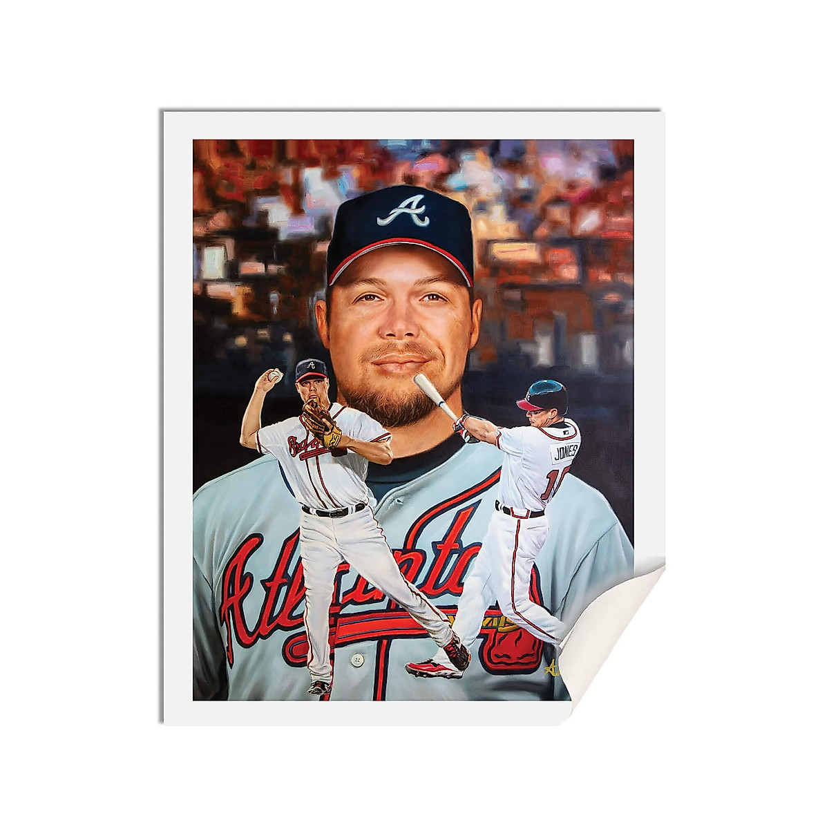 Atlanta Braves 3rd Base Chipper Jones MLB Baseball Player HOF Hall of Fame Art Print 1AM3 on 31x40 polyester canvas