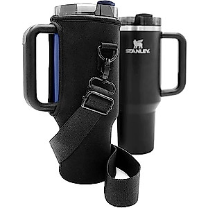 Fitted Sling Bag for Stanley 40 oz Tumbler with Handle, Protective Sleeve Replacement Cover with Shoulder Strap, 40oz Adventure Quencher Cup Accessories (Fits H2.0 FlowState with Straw Lid (Neoprene)