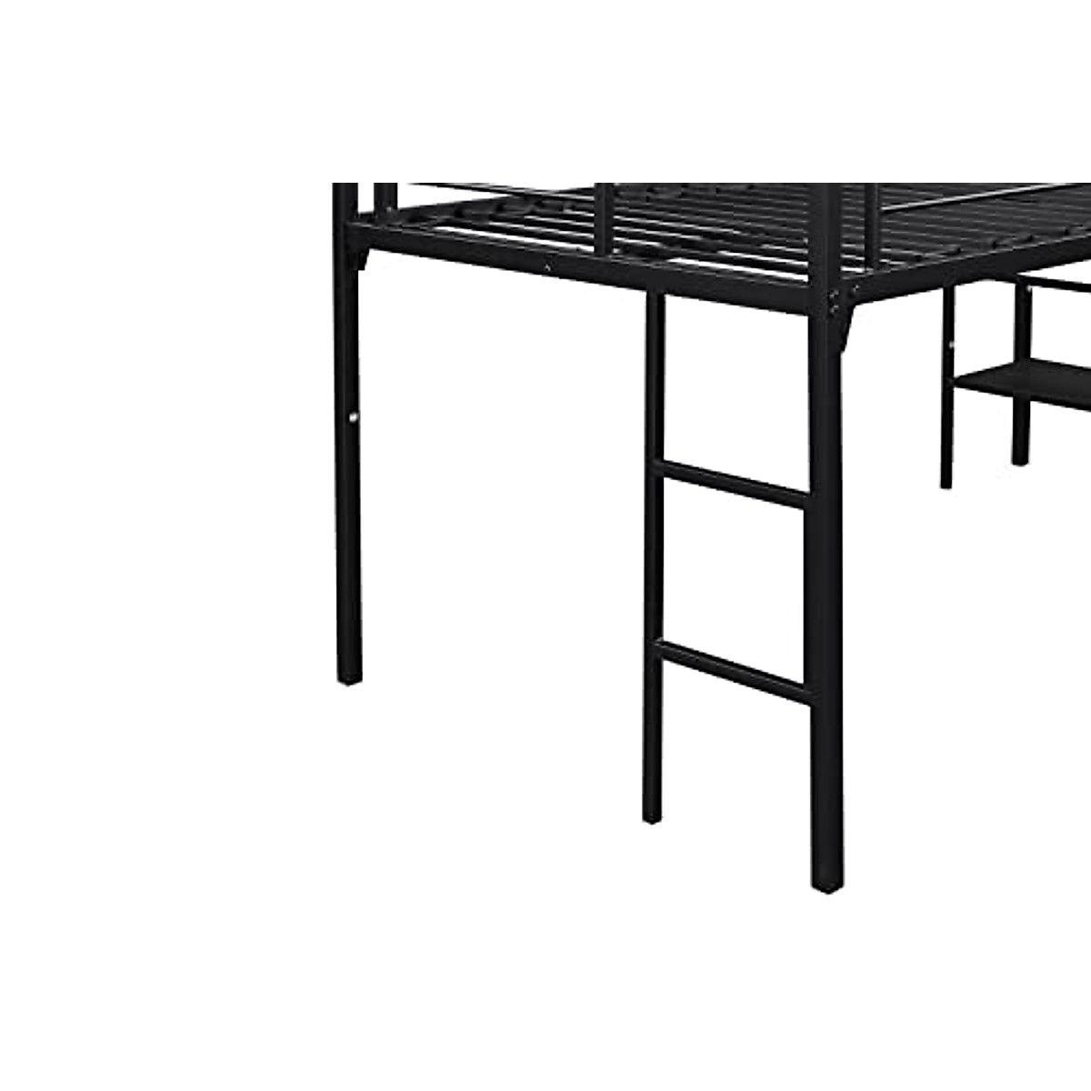 CNANXU Metal Twin Low Loft Bunk Bed with Desk Bunk Bed Bed Bedroom Storage Guard Rail Ladder, Twin