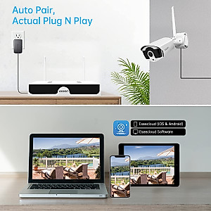 JOOAN 3MP Wireless Security Camera System, 8 Channel Waterproof Security Camera System, 4PCS Night Vision Security Cameras Wireless Outdoor with 1TB HDD, AI Human Detection, Audio Record, Motion Alert