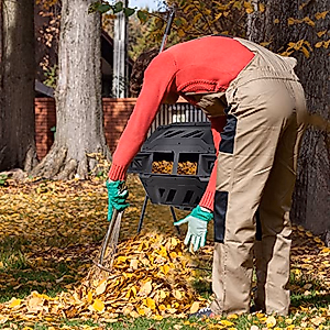 Arlopu Compost Bin, Dual Chamber Tumbling Composter, 43 Gallon Outdoor Garden Rotating Batch Composting Tumbler BPA Free, Large All Season Yard Waste Bins w/Sliding Doors & Aeration System, Black