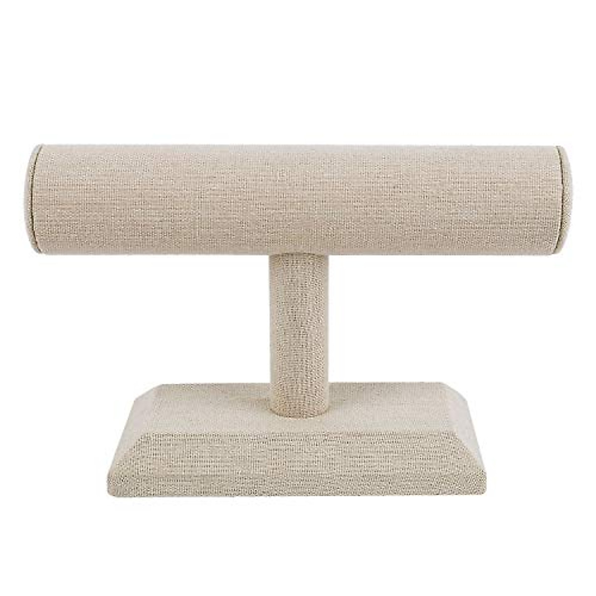 MOOCA Linen Covered Wood Jewelry Display, Jewelry Stand, Bracelet Holder Display, Watch Stand, Jewelry Display for Vendors, Bracelet Display Stand, Tan Linen