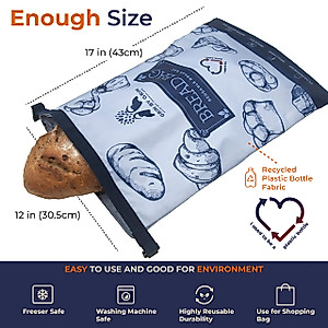 GRIN BY GRIN- 2 Packs Bread Bags to Keep Bread Fresh, Reusable Zipper Bread Bags for Homemade Bread Loaf, Freezer Bread Storage Bag, Bread Container, Fresh Keeping Extra Large Bread Bags, Reusable Food Storage Bag