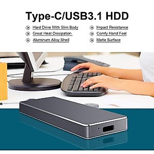 External Hard Drive 2TB Type C USB3.1 for PC, Mac, Desktop Computer Wii U, Xbox (2to, Black)
