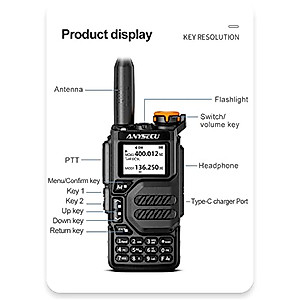 ANYSECU UV-K5 200Ch 5W Air Band Walkie Talkie UHF VHF DTMF FM Scrambler NOAA Weather