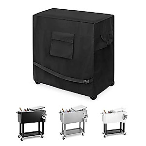 EDOSTORY Cooler Cart Cover, Waterproof UV Resistant 600D Oxford Fabric Fit for Most 80 Quart Rolling Ice Chest Cooler Upto 34L x 20W x 32H inch, Black
