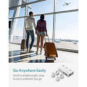 BESTEK Universal Travel Adapter 100-220V to 110V Voltage Converter 250W with 6A 4-Port USB Charging 3 AC Sockets and EU/UK/AU/US/India Worldwide Plug Adapter (White)