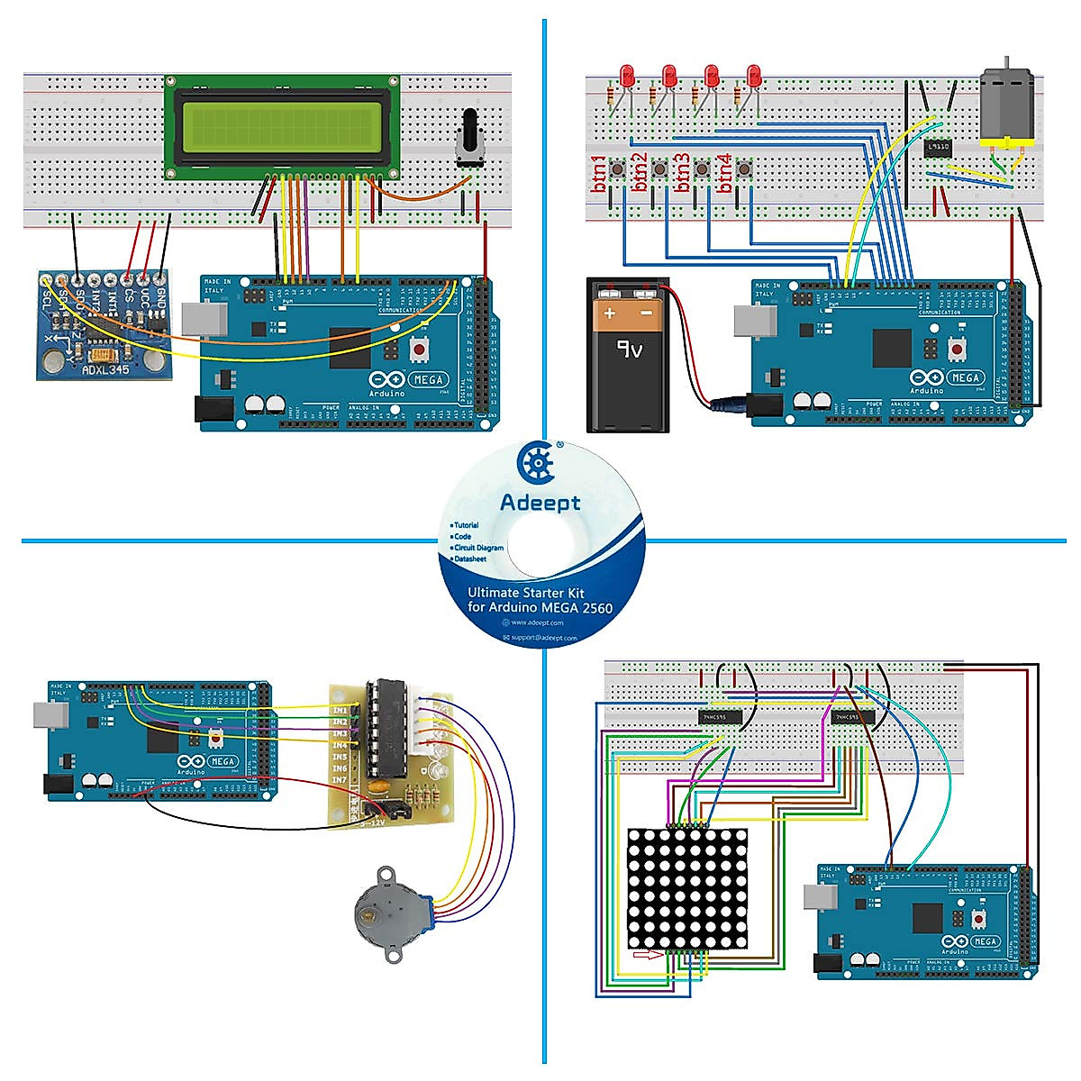 Gewbot Ultimate Starter Kit Compatible with Arduino IDE, Mega2560, ADXL345, LCD1602, Stepper Motor, STEAM Programming Learning Kit with PDF Manual