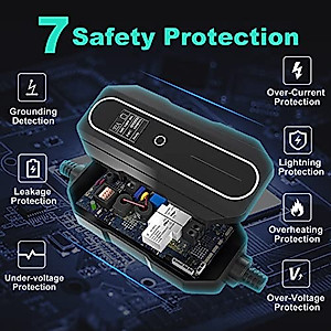MAX GREEN Speeder Level 2 EV Charger, Adjustable Current (10A/16A/20A/24A/32A) Portable EVSE, 240V 25ft NEMA 14-50 Electric Vehicle Charging Station