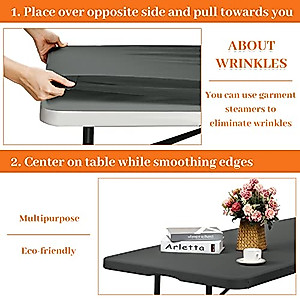 Shimeyao 6 ft Fitted Tablecloth Washable Rectangle Grey Table Cover Picnic Elastic Spandex Stretch Tablecloth for 6 ft Tables Decoration, 30 x 72 Inch (8 Pcs)
