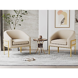 annjoe Accent Chair Living Room Chair Arm Chair Upholstered Chair Leisure Chair with Metal Frame Legs for Home Kitchen Bedroom Set of 2