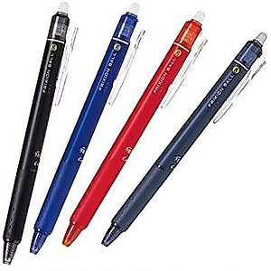 Pilot Frixion Ball Knock Click Retractable Erasable Gel Ink Pens,fine Point, 0.7mm Black,Blue,Red,Blue Black Ink, Each 1 Pen- Value set of 4