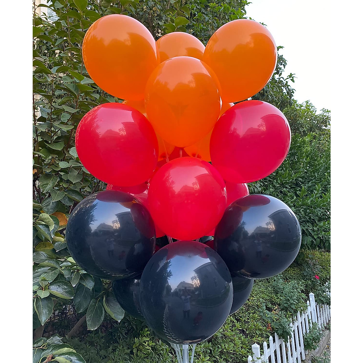 JODIDI 60 Pcs 12-Inch Latex Graduation Balloons in Black, Orange, and Red - Perfect for Halloween, Graduation, Birthday, Baby Shower, and Party Decorations