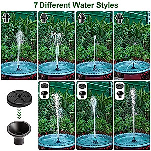 24-Hours Working Bird Bath Fountains Electric, Jutai Adjustable Quiet Water Fountain Pump with LED Lights for Garden,Small Fish Tank,Water Features - 7 Nozzles,16.4Ft Power Cord and Adapter Included
