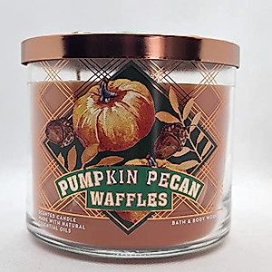 Bath Body Works, White Barn 3-Wick Candle w/Essential Oils - 14.5 oz - 2022 Autumn Scents! (Pumpkin Pecan Waffles)