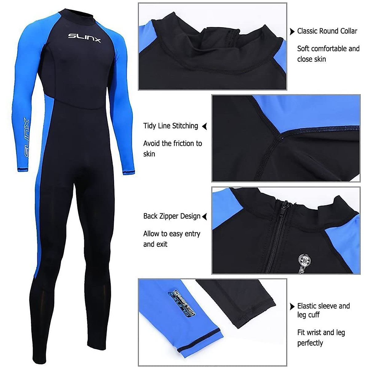 Full Body Dive Wetsuit Sports Skins Rash Guard for Men Women, UV Protection Long Sleeve One Piece Swimwear for Snorkeling Surfing Scuba Diving Swimming Kayaking Sailing Canoeing (L)