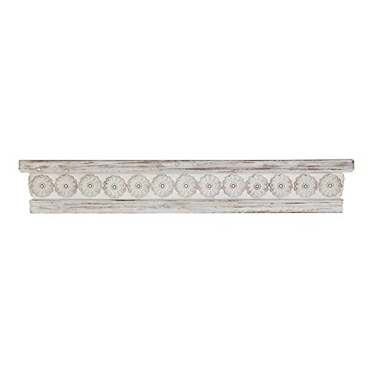 Deco 79 Wood Floral Intricate Carved 1 Shelf Wall Shelf, 36" x 5" x 6", White
