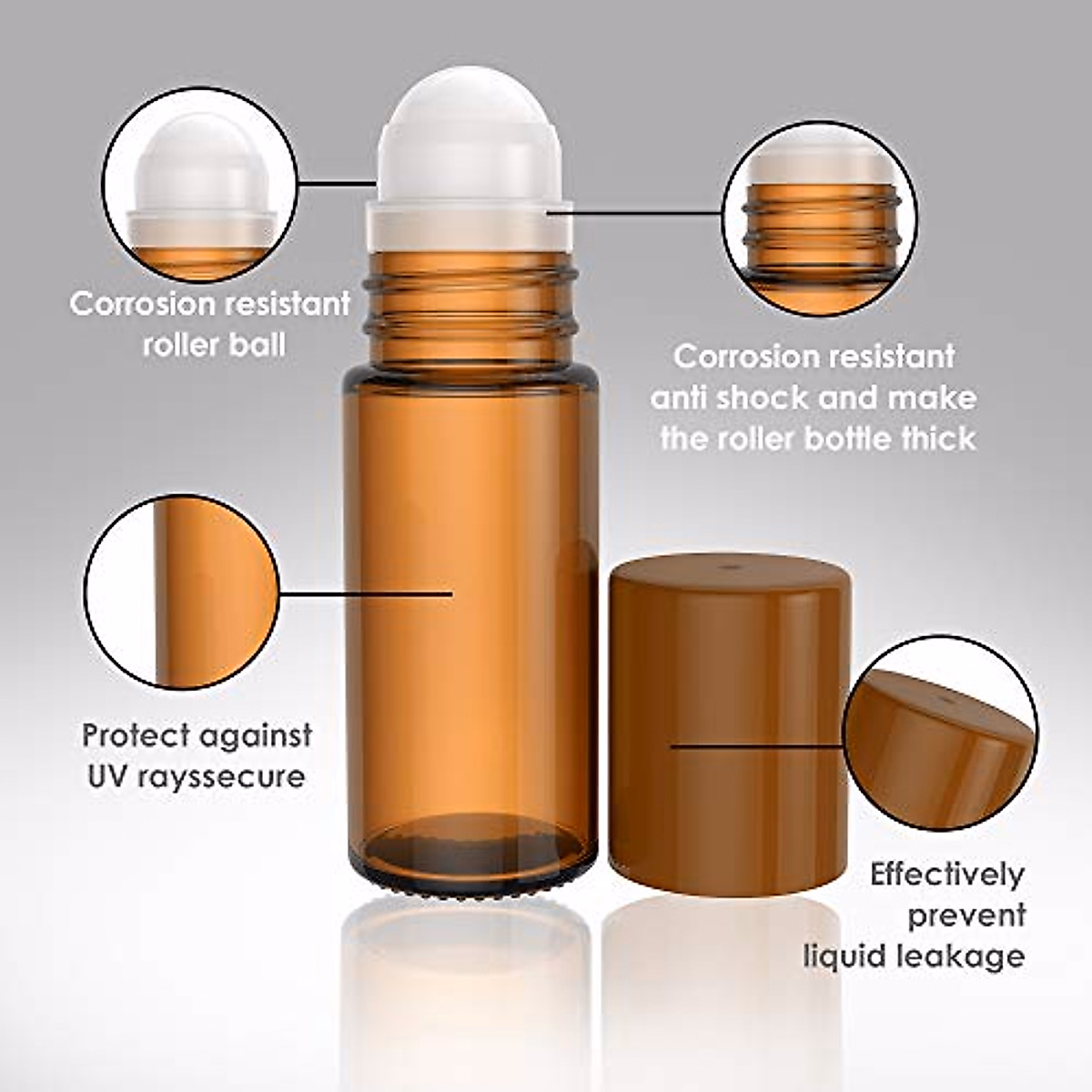 4 Pack Essential Oil Roller Bottles [Plastic Roller Ball] FREE Plastic Pippette and Funnel - Refillable Glass Color Roll On for Fragrance Essential Oil - 30ml 1 oz (ORANGE)