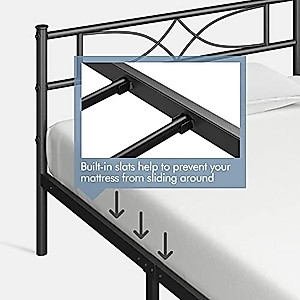 Yaheetech Metal Twin Size Bed Frame, Platform Bed Frame, Mattress Foundation with Curved Design Headboard & Footboard, NO Box Spring Needed, Heavy-Duty Support, Easy Assembly, Twin, Black