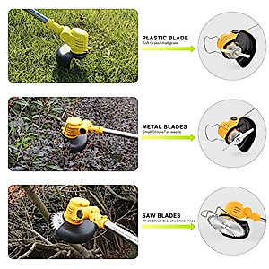 Electric Weed Wacker String Trimmer, 3 in 1 Cordless Weed Eater Lawn Grass Edger with 2 Batteries & 1 Quick Charger for Garden and Yard (Yellow-1)