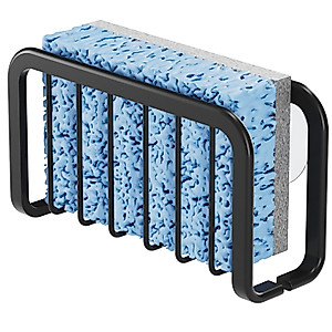 GOODBUY Sponge Holder for Kitchen Sink, Anti-Rust Sink Sponge Holder with Suction Cups, Aluminum Sink Caddy Kitchen Sink Organizer for Sponges, Scrubbers, Soap, Bathroom 5.9" x 2" x 3.3" Grey