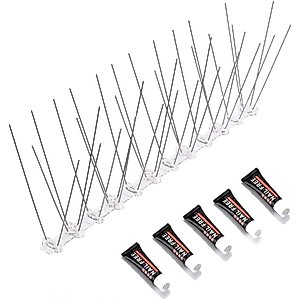 Bainser 10.8 Feet Stainless Steel Bird Spikes, 10 Pack Flexible Bird Repellent Spikes for Pigeons and Other Small Birds, Spikes Fence Kit for Garden/Balkon