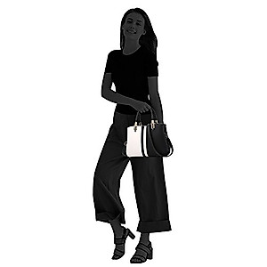 Nevenka Purses and Handbags for Women Top Handle Bags Leather Satchel Totes Shoulder Bag From (Black)