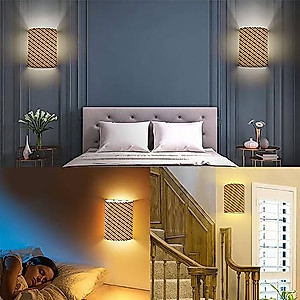 AURFIAIUOP Rechargeable Sconces Set of Two Red Green White Diagonal Lines Seamless Adjustable Brightness Fabric Wall Lamps Wireless Lights Fixtures for Bedroom Living Room Hallway