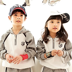 ROROANCO Premium Quality Korean Clothes Toddler Boys Girls Sweatsuit Tracksuit Activewear Set 3T-9Years (US, Age, 7 Years, 8 Years, Grey)