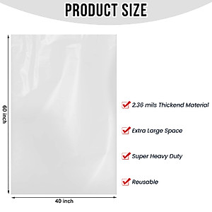 HFKPJRT Extra Large Clear Plastic Bags, 5 Pack 40x60 Inches Gaint Storage Bags, Jumbo Transparent Platic Bags for Storage Luggage, Suitcase, Clothes, Furniture, Chair, Kids Bike, Christmas Tree