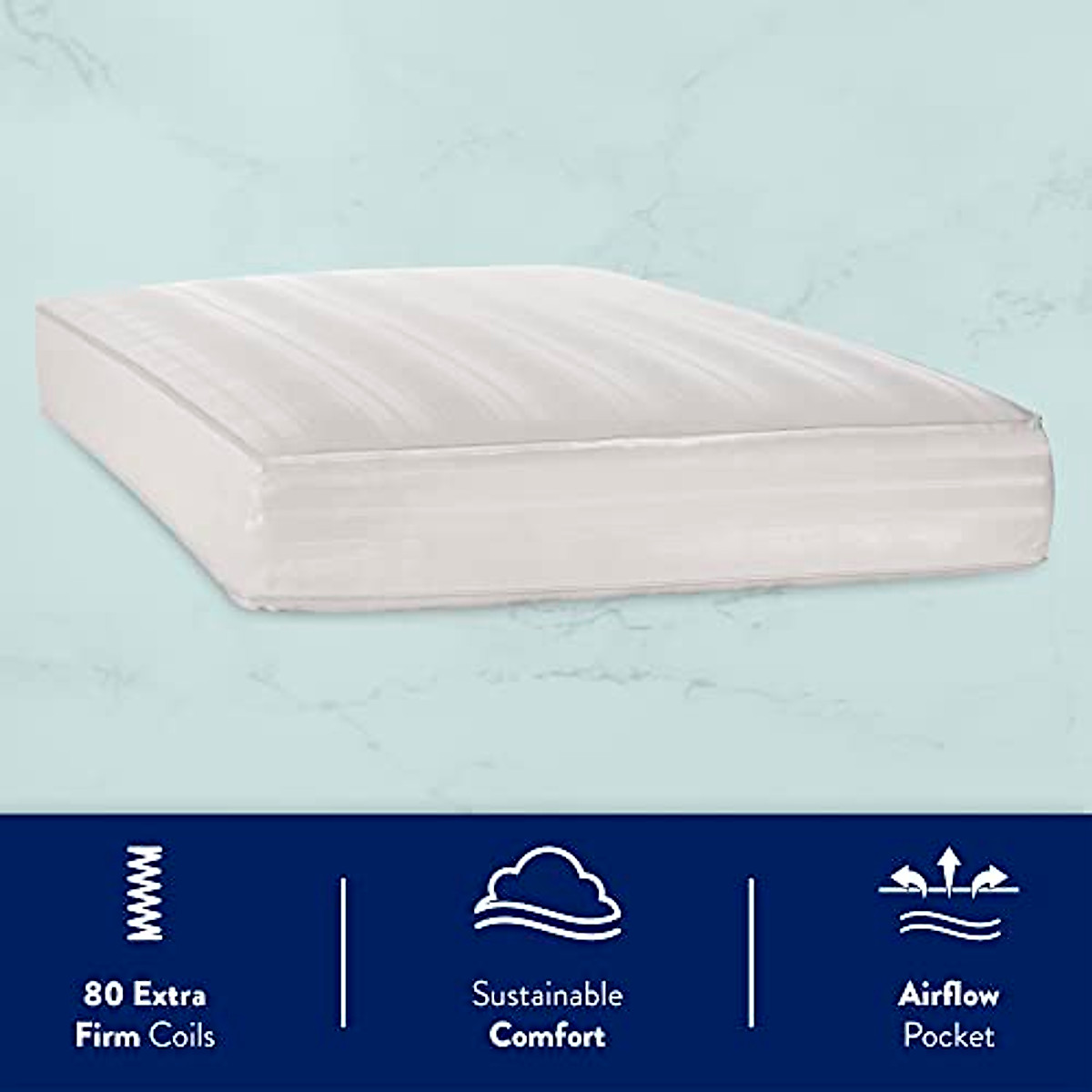 Kolcraft BabyPedic Bubbie Extra Firm Coil Waterproof Baby Crib Mattress and Toddler Mattress, Airy Comfort, Greenguard Air Quality Certified - Made in USA, 52"x28"