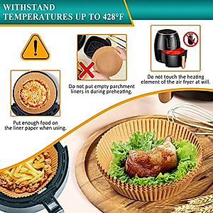 GPUSFAK 100PCS Air Fryer Disposable Paper Liner - 7.9inch and 6.3inch Round Non-stick, Waterproof, Oil-proof Food Grade Parchment Paper for Baking Roasting Microwave