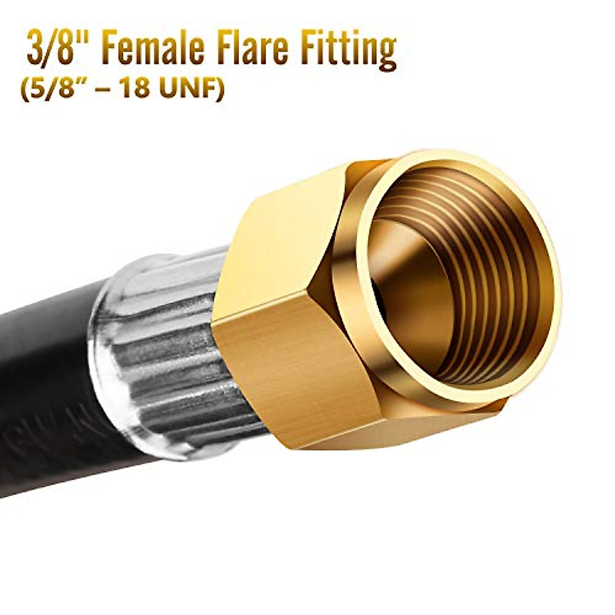 WADEO Bundle- 12ft Propane Extension Hose with 3/8 inch Female Flare Fitting x 3/8 inch Male Flare Fitting & 90° Elbow Connector For Camco Olympian Wave Heaters