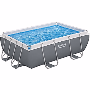 Bestway: Power Steel 9'3" x 6'5" x 33" Above Ground Pool Set - 937 Gallons, Rectangular Outdoor Family Pool, Corrosion & Puncture Resistant, Includes ChemConnect Dispenser, Filter & Pump