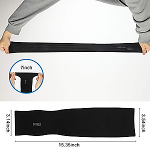 QUhang 6 Pairs Arm Compression Sleeves for Women Men Outdoor UPF50 UV Protection Sun Sleeves Cooling Tattoo Black Sleeves with Thumb Hole