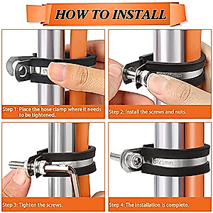 60PCS Cable Clamps Assortment Kit, Camtek Stainless Steel Rubber Cushion Pipe Clamps Hose Clamps Metal Clamp Fuel Line Hose Water Pipe Air Tubing Clamp 7 Sizes 1/4'' 5/16'' 3/8'' 1/2'' 5/8'' 3/4'' 1''