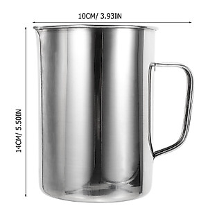 POPETPOP Laboratory Beaker 500ml Beaker Barista Tools Liquid Measuring Beakers Liquid Mixing Cup Scale Cup Coffee Mug Espresso Measuring Glass Water Jug Strong Coffee Stainless Steel Flour