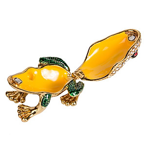 QIFU Hand Painted Enameled Frog Style Decorative Hinged Jewelry Trinket Box Unique Gift for Home Decor