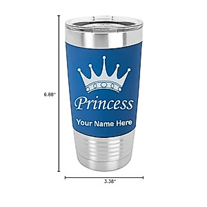 LaserGram 20oz Vacuum Insulated Tumbler Mug, Princess Crown, Personalized Engraving Included (Silicone Grip, Dark Blue)