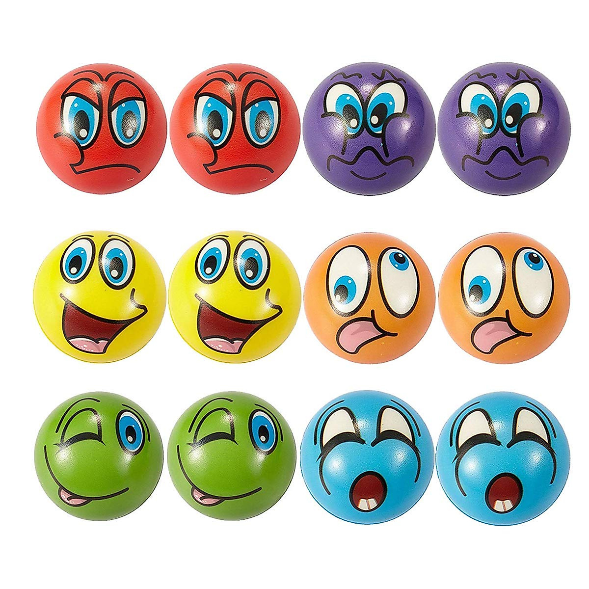 DOPHYRANIX Angry Funny Face Squeeze Stress Balls Fun Stress Relief Toys Therapeutic Educational Balls Bulk 1 Dozen 2.5" Stress Balls (12 Pieces)
